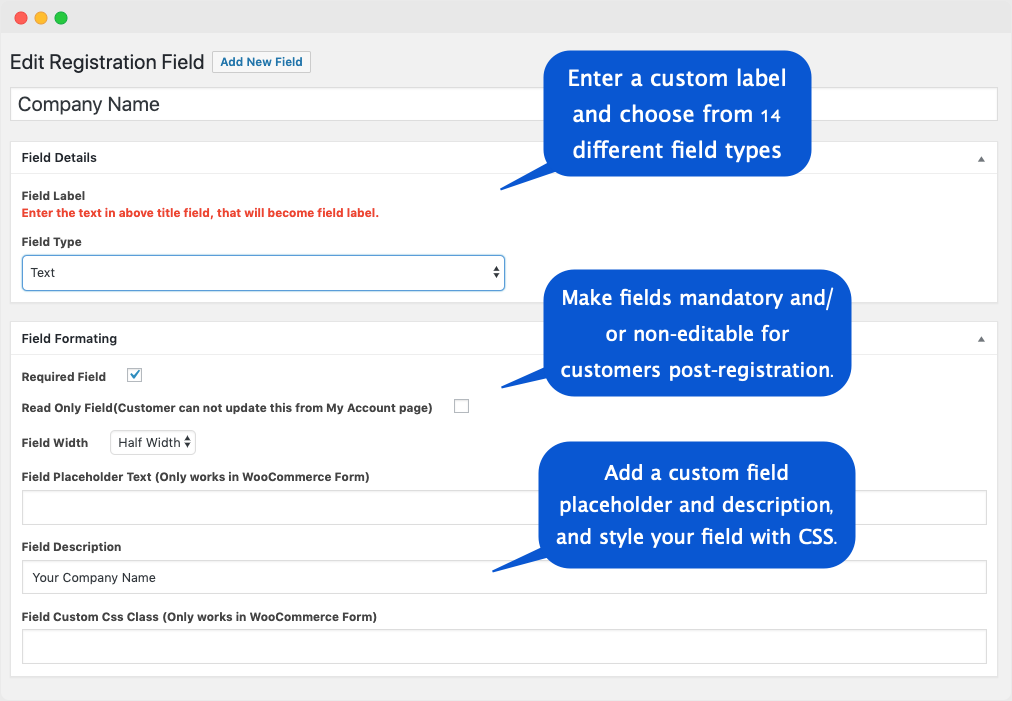 Custom User Registration Fields For Woocommerce Woocommerce Marketplace 3187