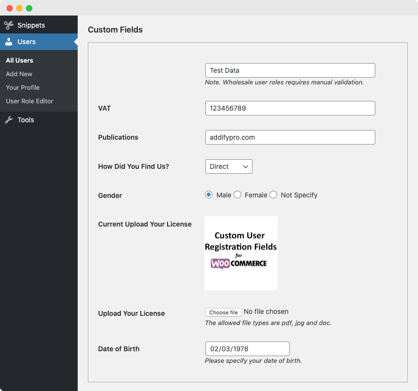 Custom User Registration Fields for WooCommerce - WooCommerce Marketplace
