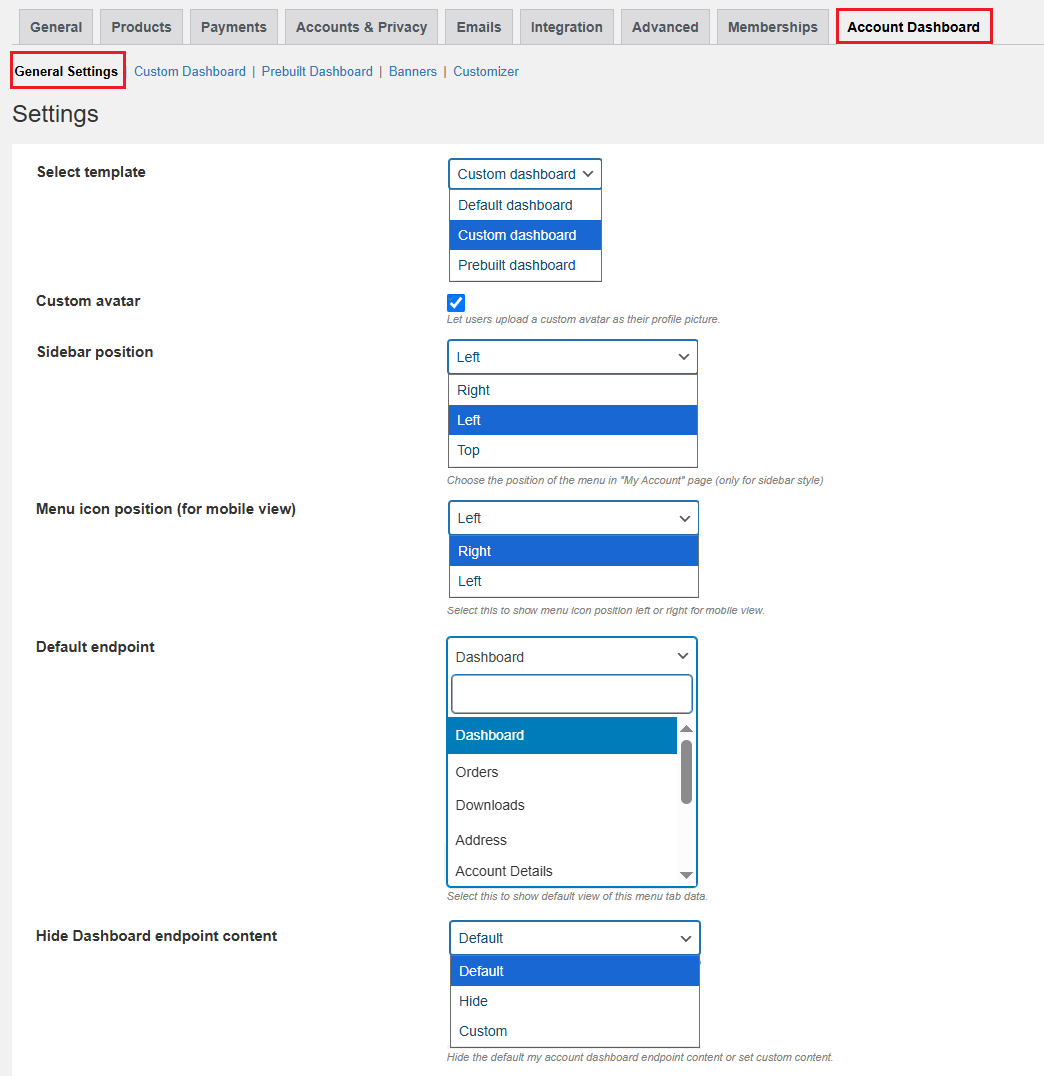Customize WooCommerce My Account Page and User Dashboard