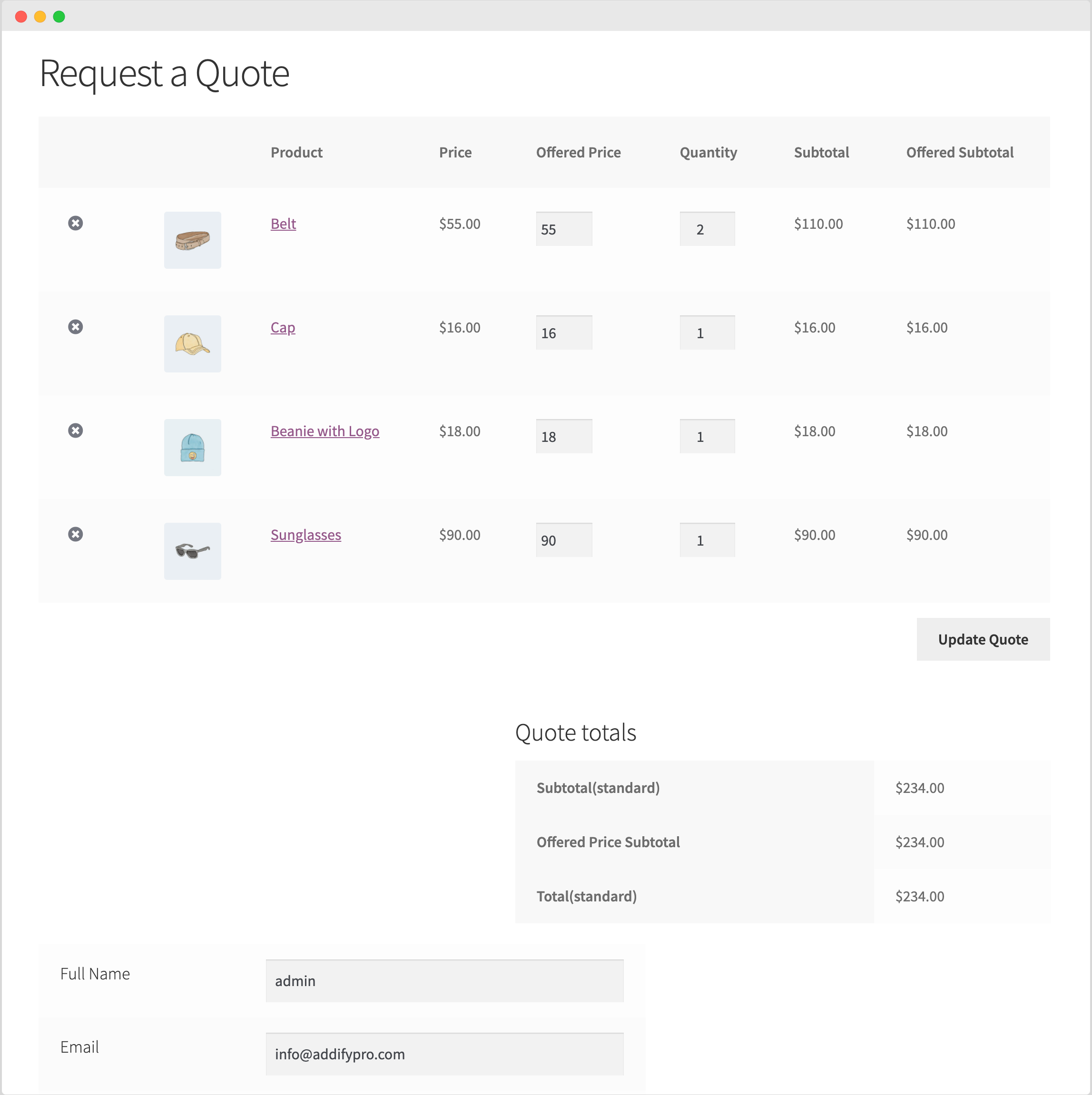 WooCommerce Request a Quote Plugin - Product Quotation