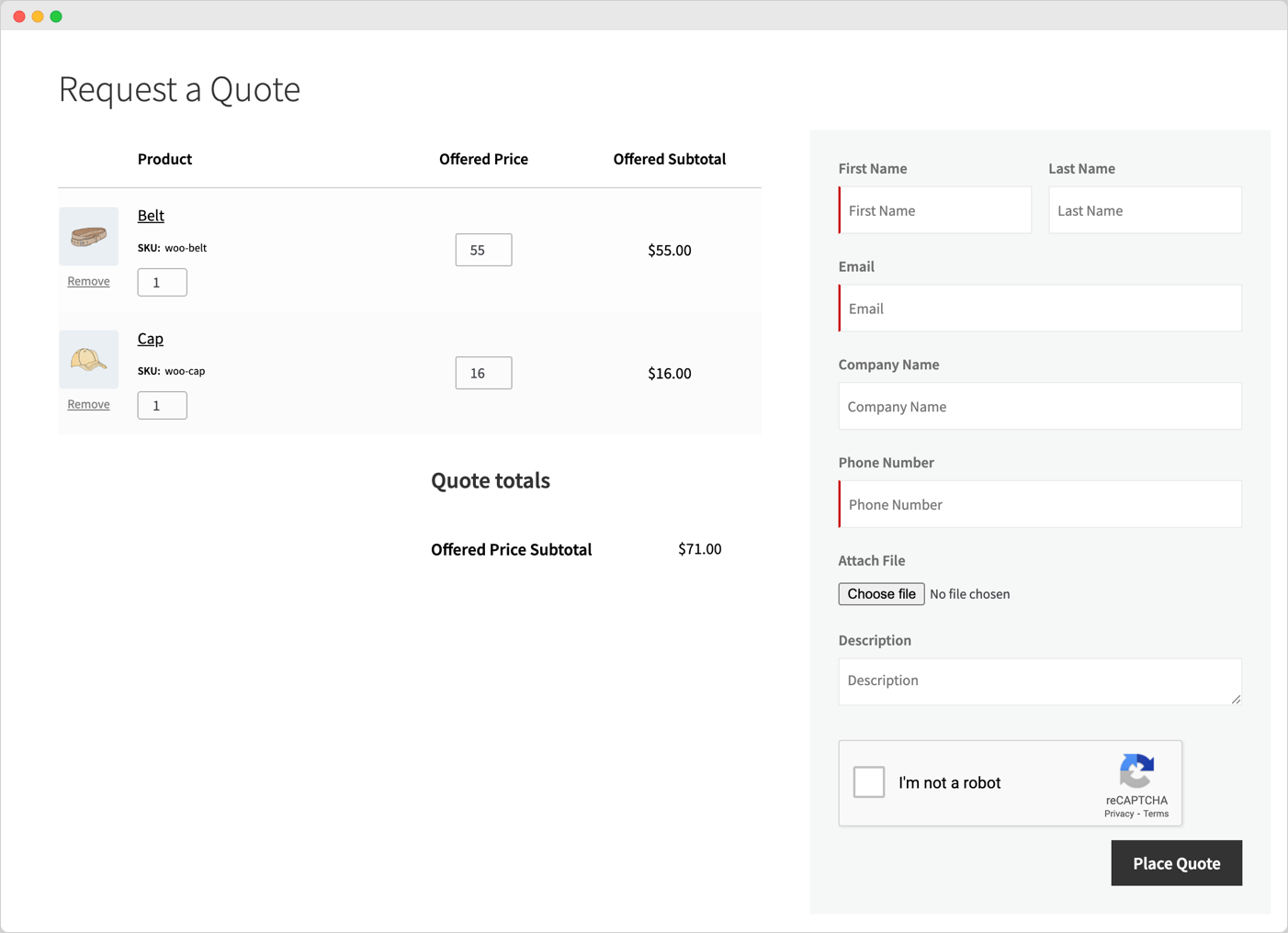 Request a Quote for WooCommerce - Ultimate Quotation Plugin