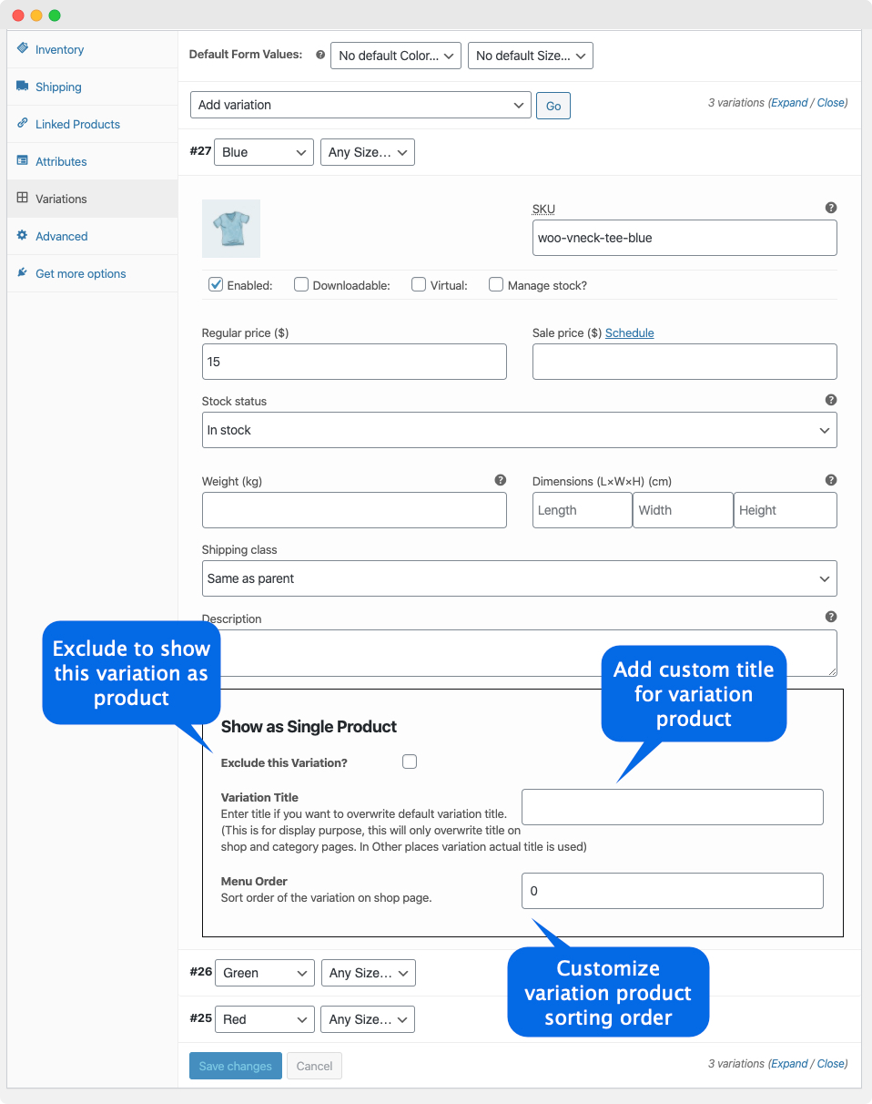 Woocommerce Show Single Variations Products By Attributes