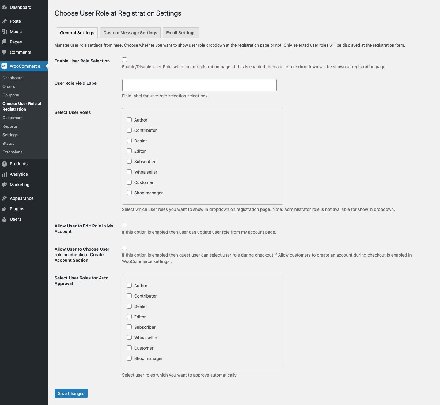 Choose User Role at Registration Documentation - WooCommerce