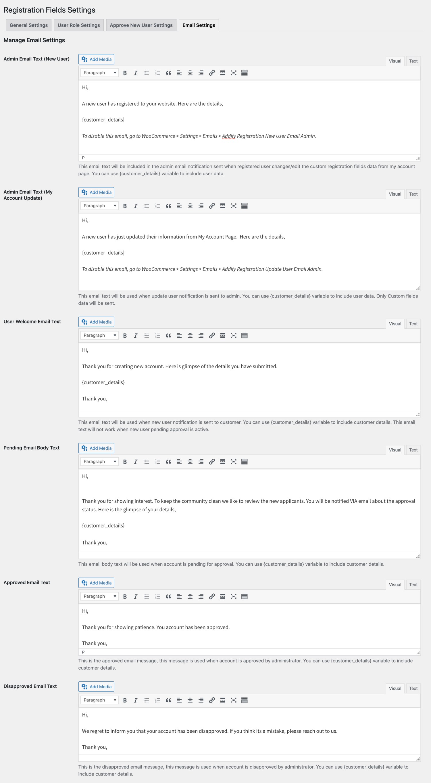 Custom User Registration Fields Woocommerce