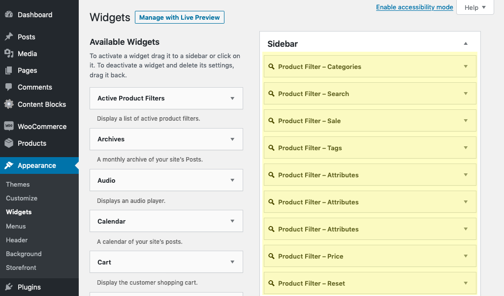 Widgets Documentation - WooCommerce
