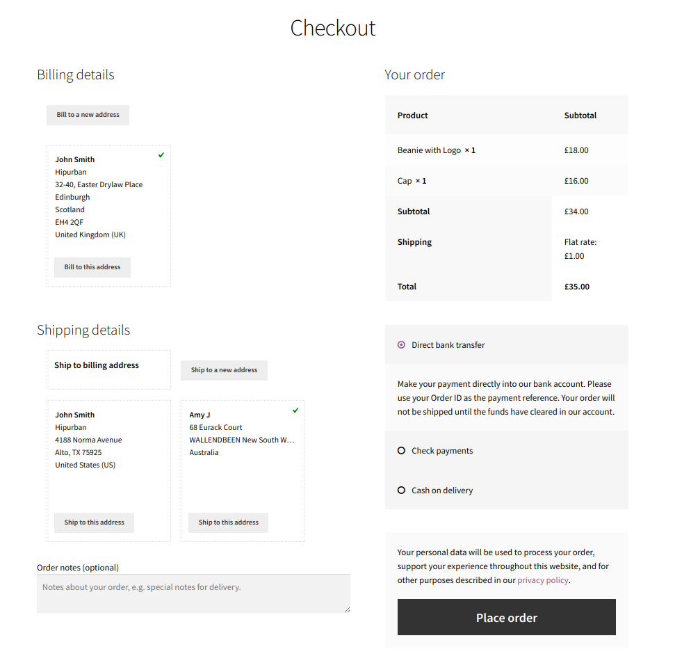 Saved Addresses For WooCommerce Documentation - WooCommerce