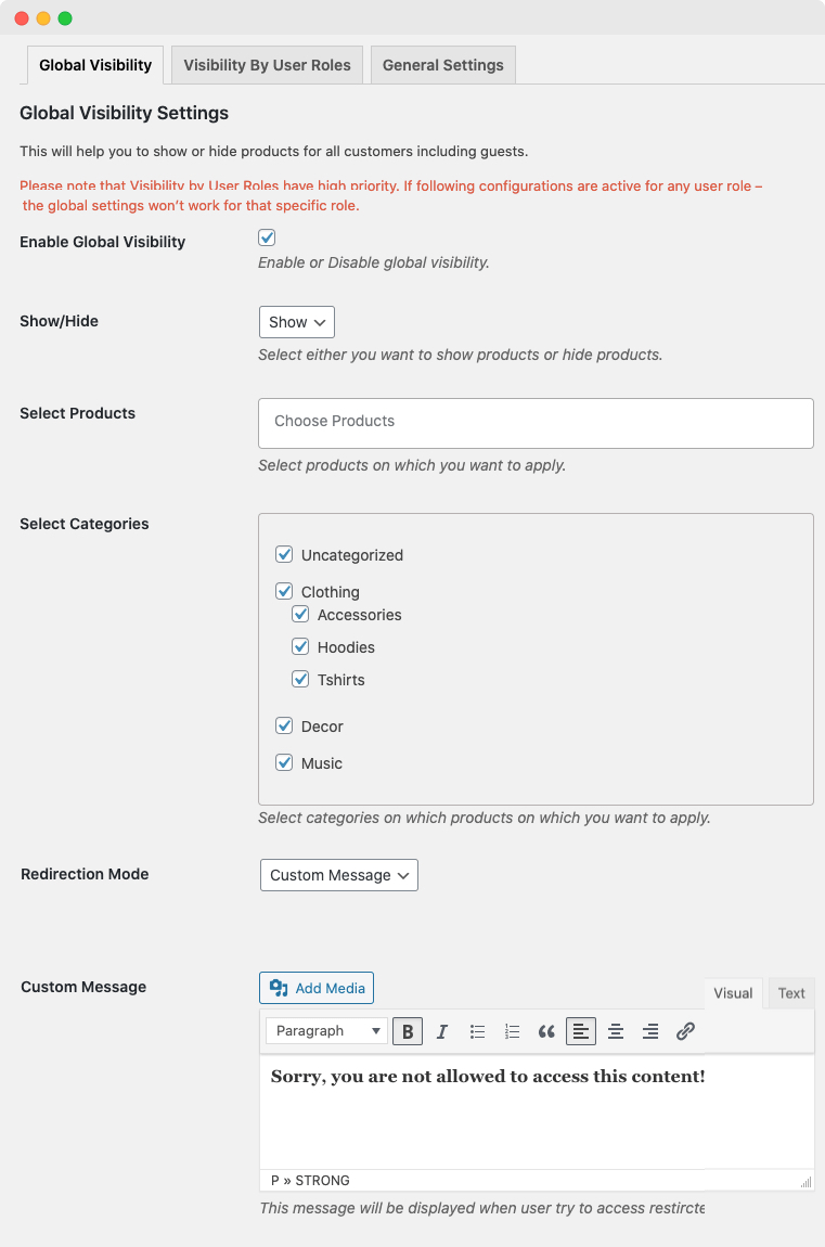 WooCommerce Hide Products: Catalog Visibility By User Roles