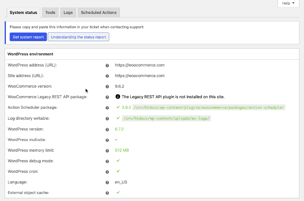 Understanding the WooCommerce System Status Report Documentation - WooCommerce