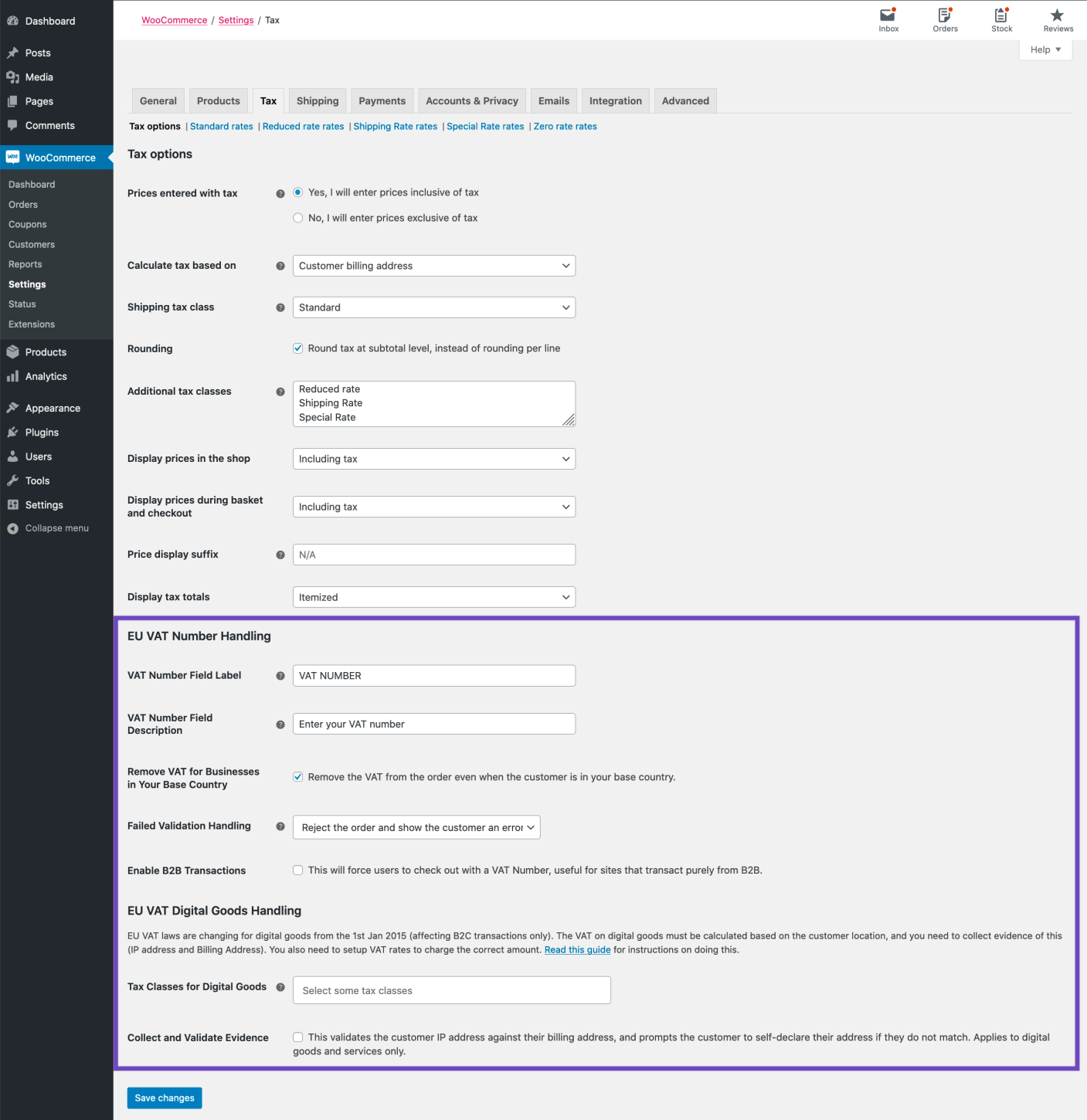 EU VAT Number Documentation - WooCommerce