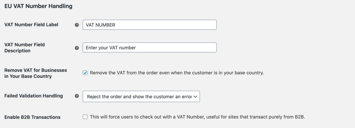 EU VAT Number Documentation - WooCommerce