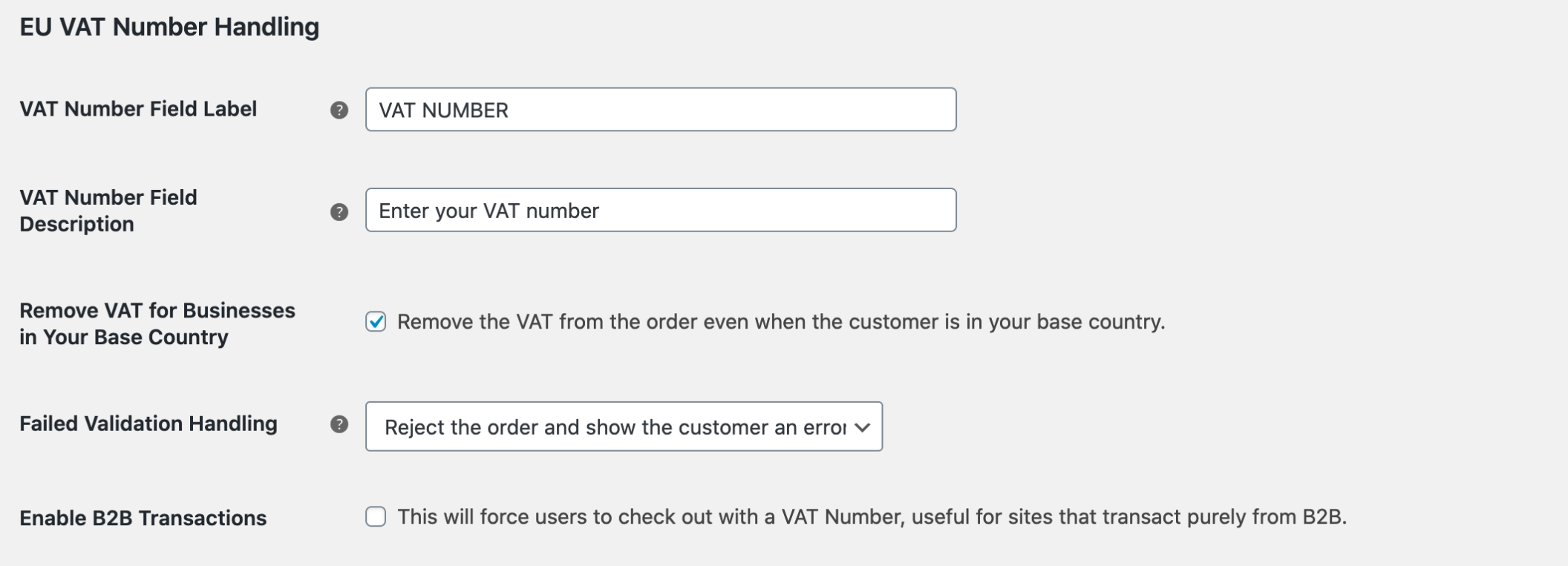 EU VAT Number Documentation - WooCommerce