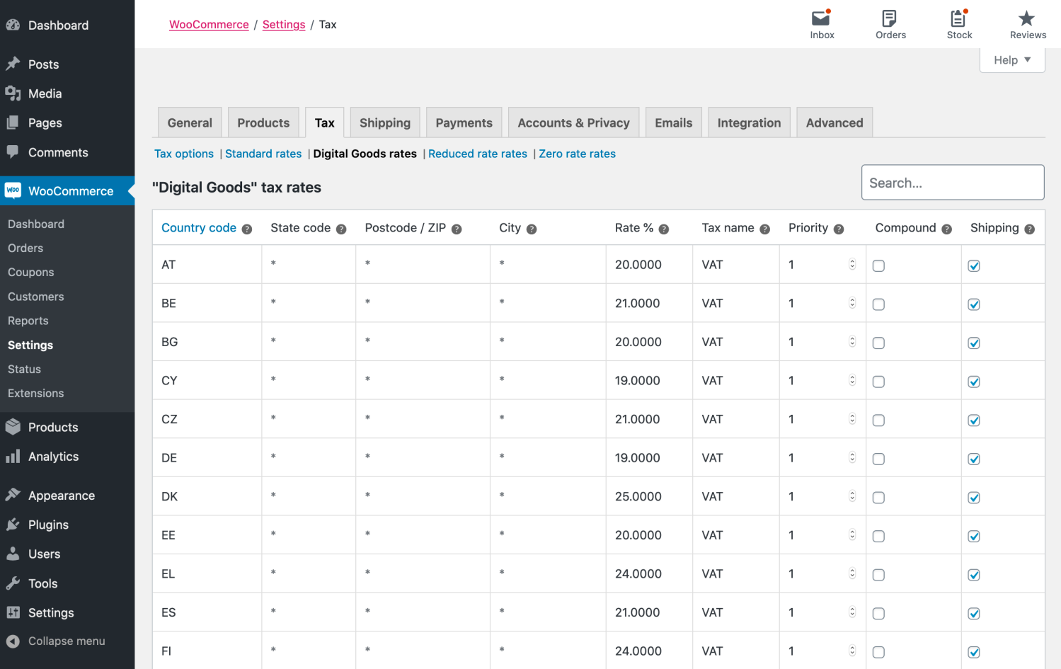 Setting Up EU VAT Rates for Digital Products Documentation - WooCommerce