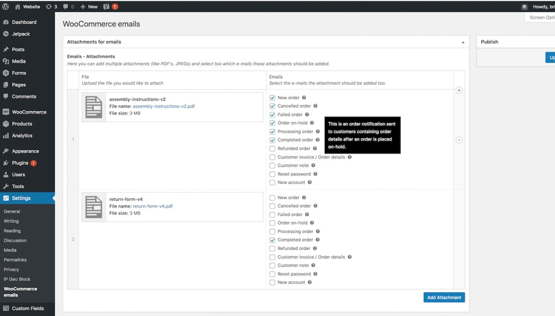 Multiple Email Attachments Documentation - WooCommerce