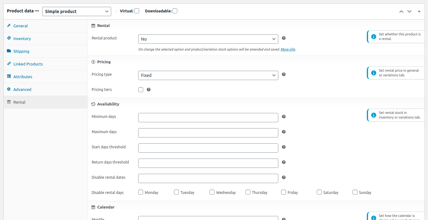 Rental Products - WooCommerce