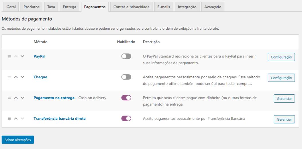Definindo as Configurações do WooCommerce Documentation - WooCommerce