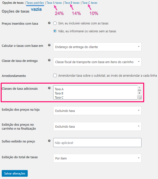 Como configurar as Taxas no WooCommerce Documentation - WooCommerce
