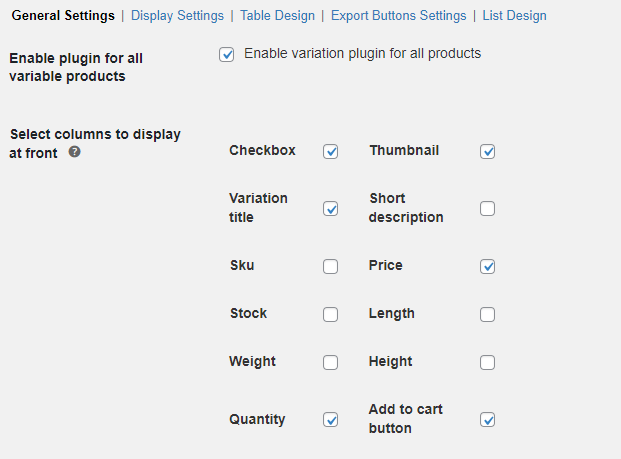 Product Variations Table - WooCommerce Marketplace