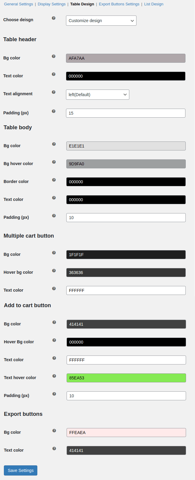 WooCommerce Product Variations Table Listing - Documentation