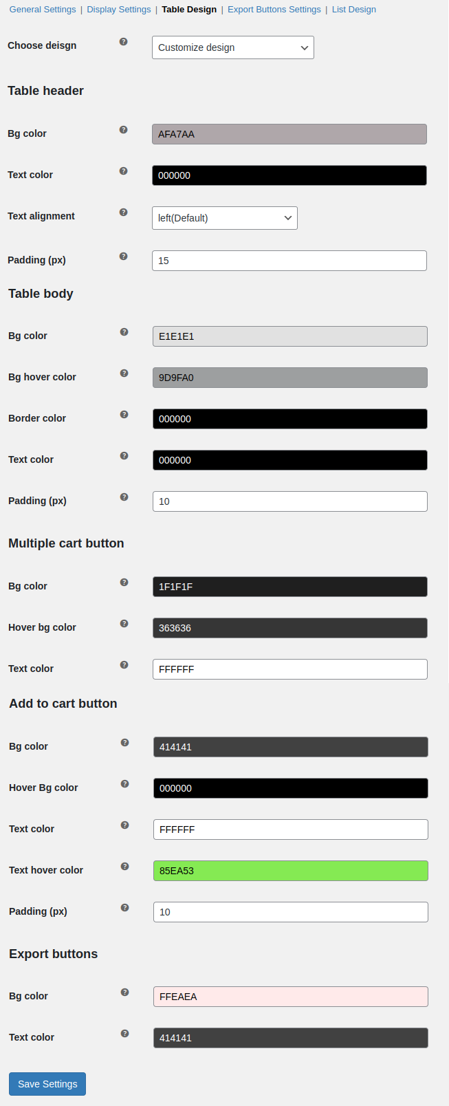 Woocommerce Product Variations Table Listing Documentation
