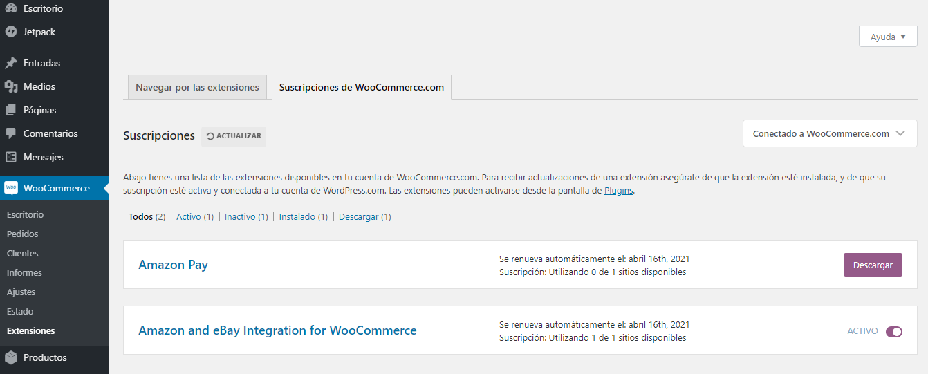 Gestionar suscripciones de WooCommerce.com Documentation - WooCommerce