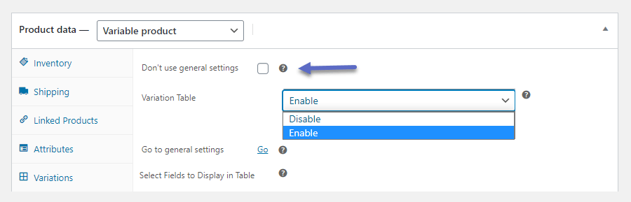 WooCommerce Product Variations Table Listing - Documentation