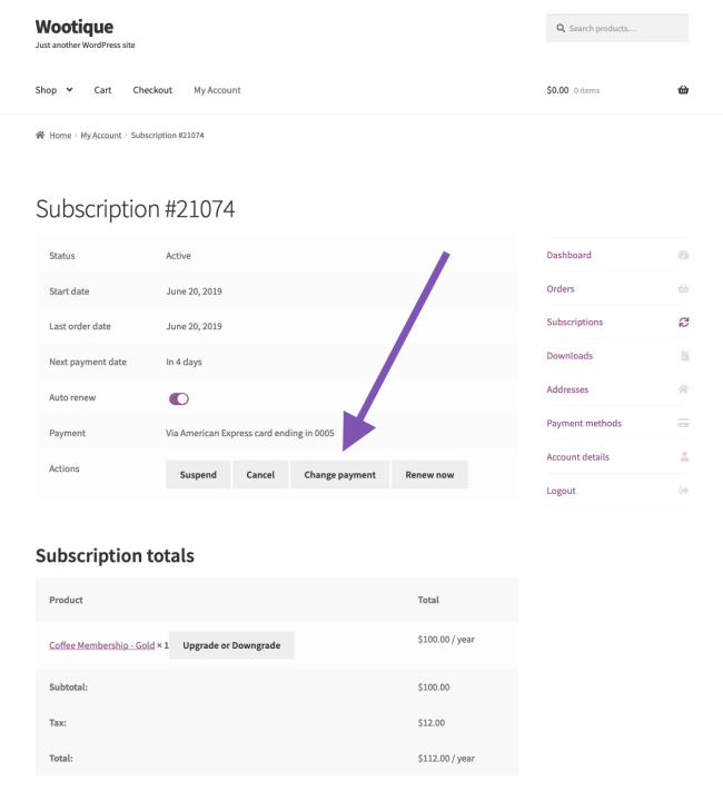 Manage Payment Methods — Subscriptions Documentation - WooCommerce
