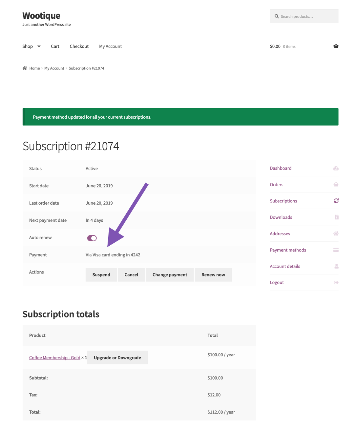 Manage Payment Methods — Subscriptions Documentation - WooCommerce
