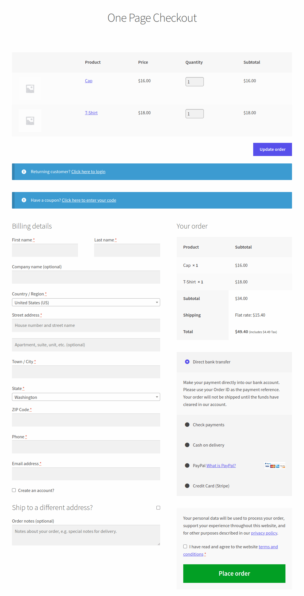 One Page Checkout & Field Editor For WooCommerce - Cashier
