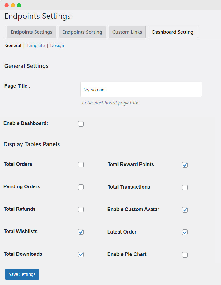 My Account Page Editor – Help Desk
