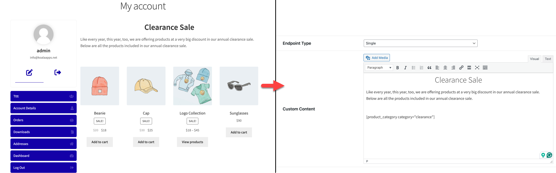 My Account Page Editor Documentation - WooCommerce
