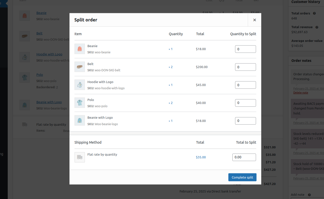 Split Orders Documentation - WooCommerce