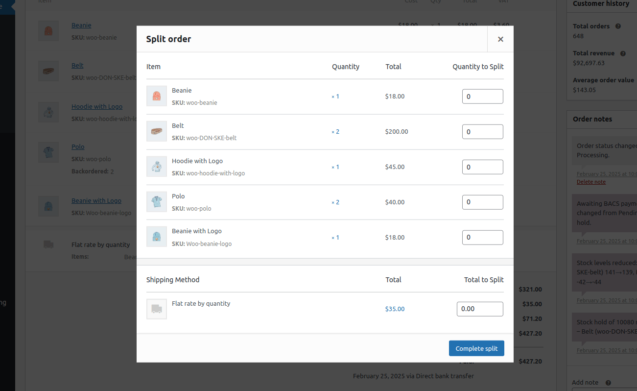 Split Orders Documentation - WooCommerce
