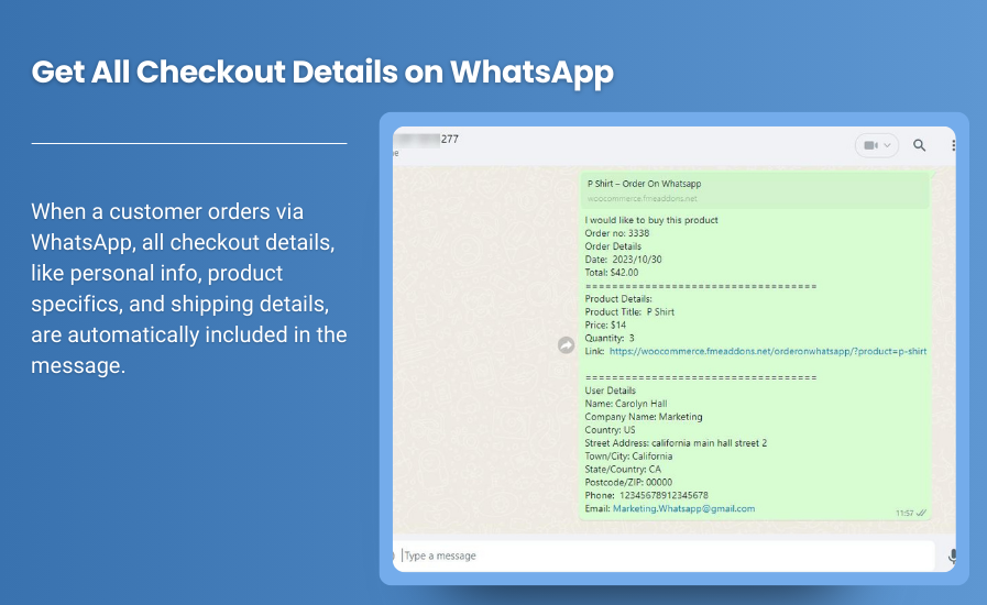 WooCommerce Order on WhatsApp & Share Plugin