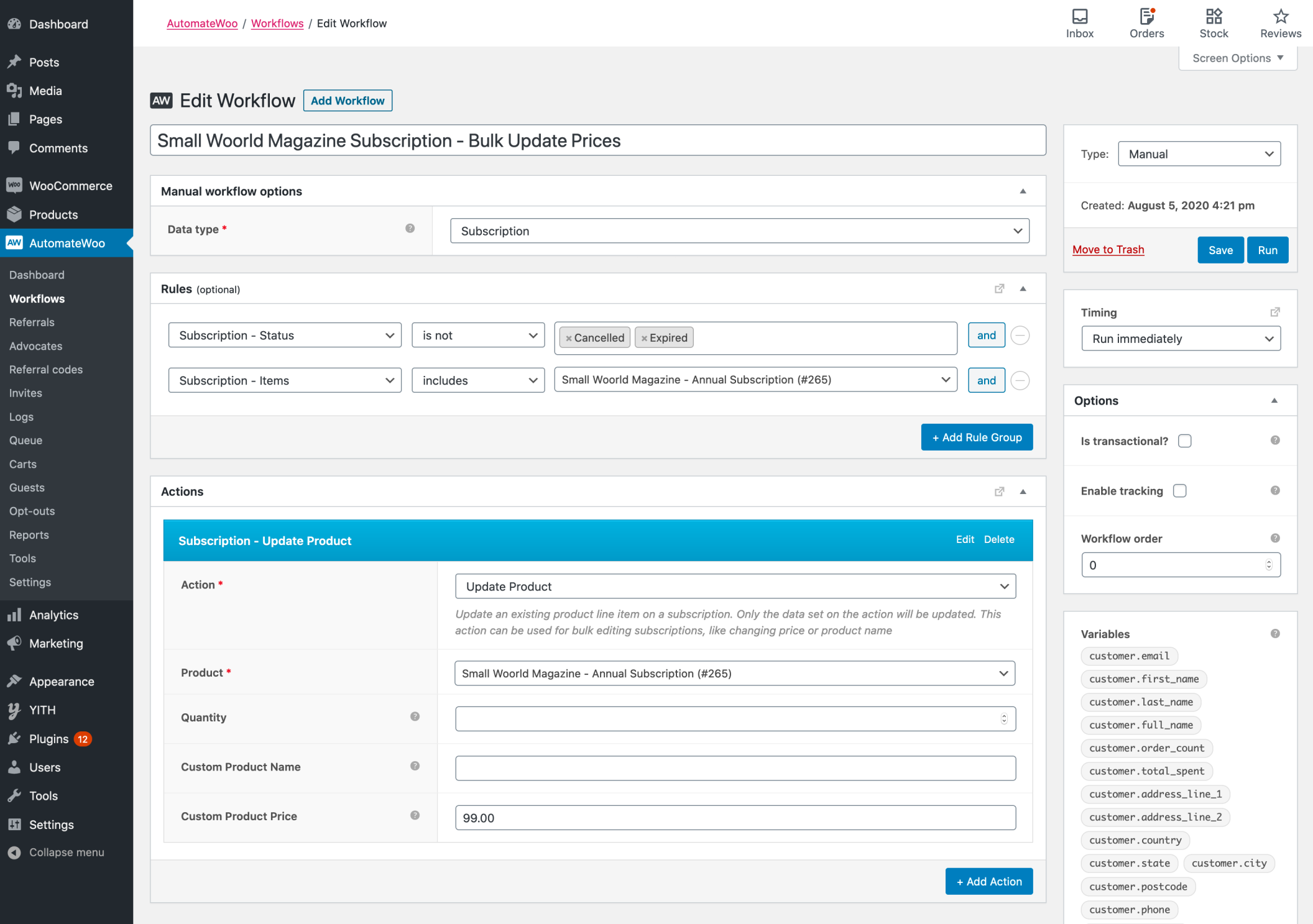 Bulk update subscription prices Documentation - WooCommerce