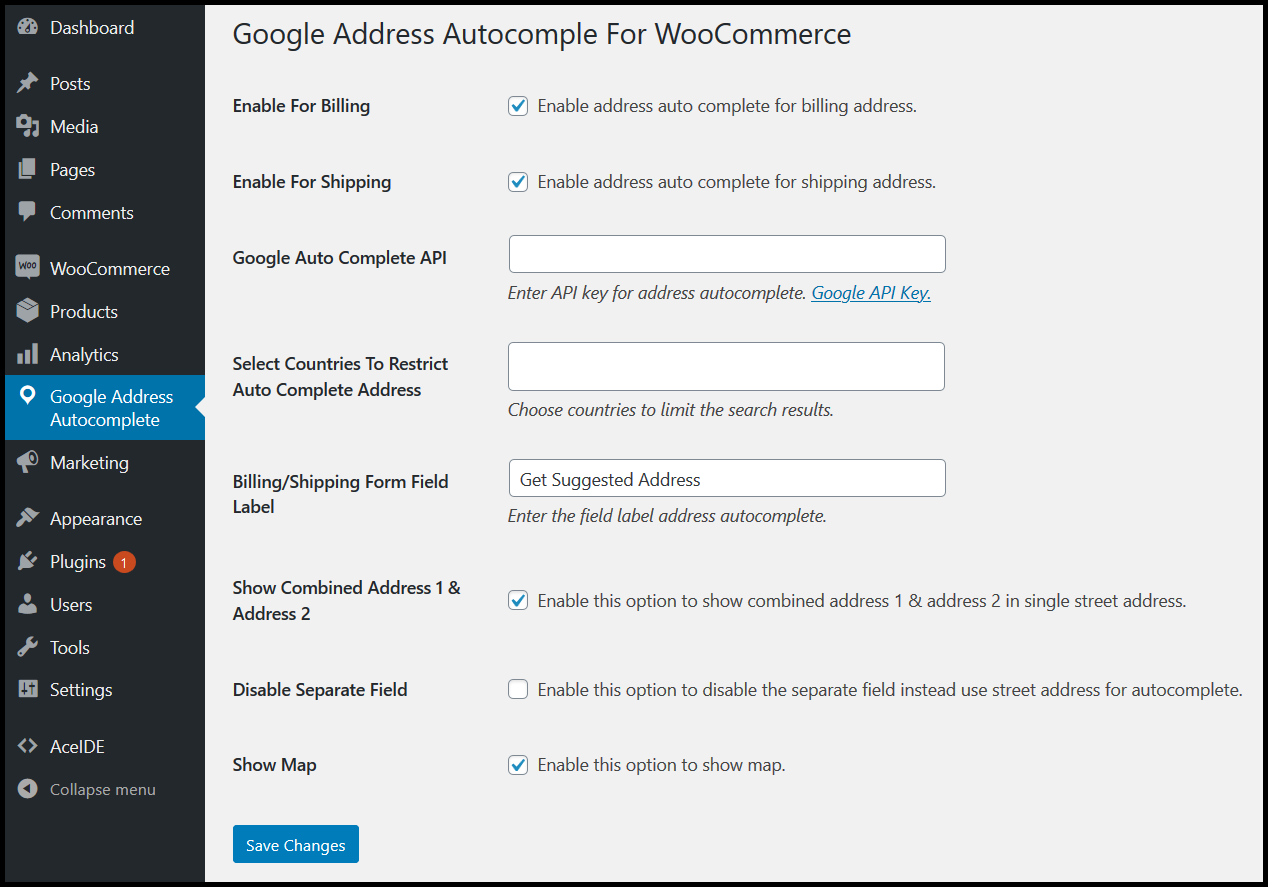 Address Autocomplete Documentation - WooCommerce