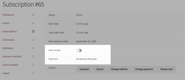 Activating/Deactivating Auto Renew Documentation - WooCommerce