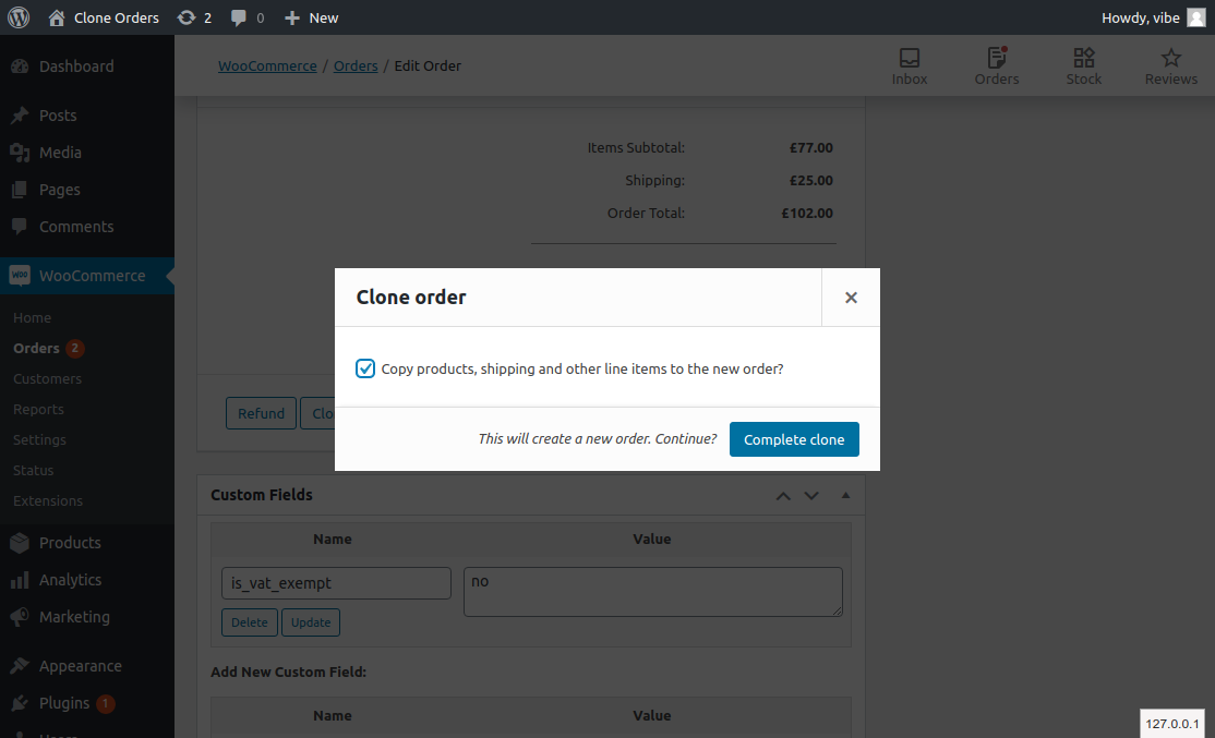 Clone Orders - WooCommerce Marketplace