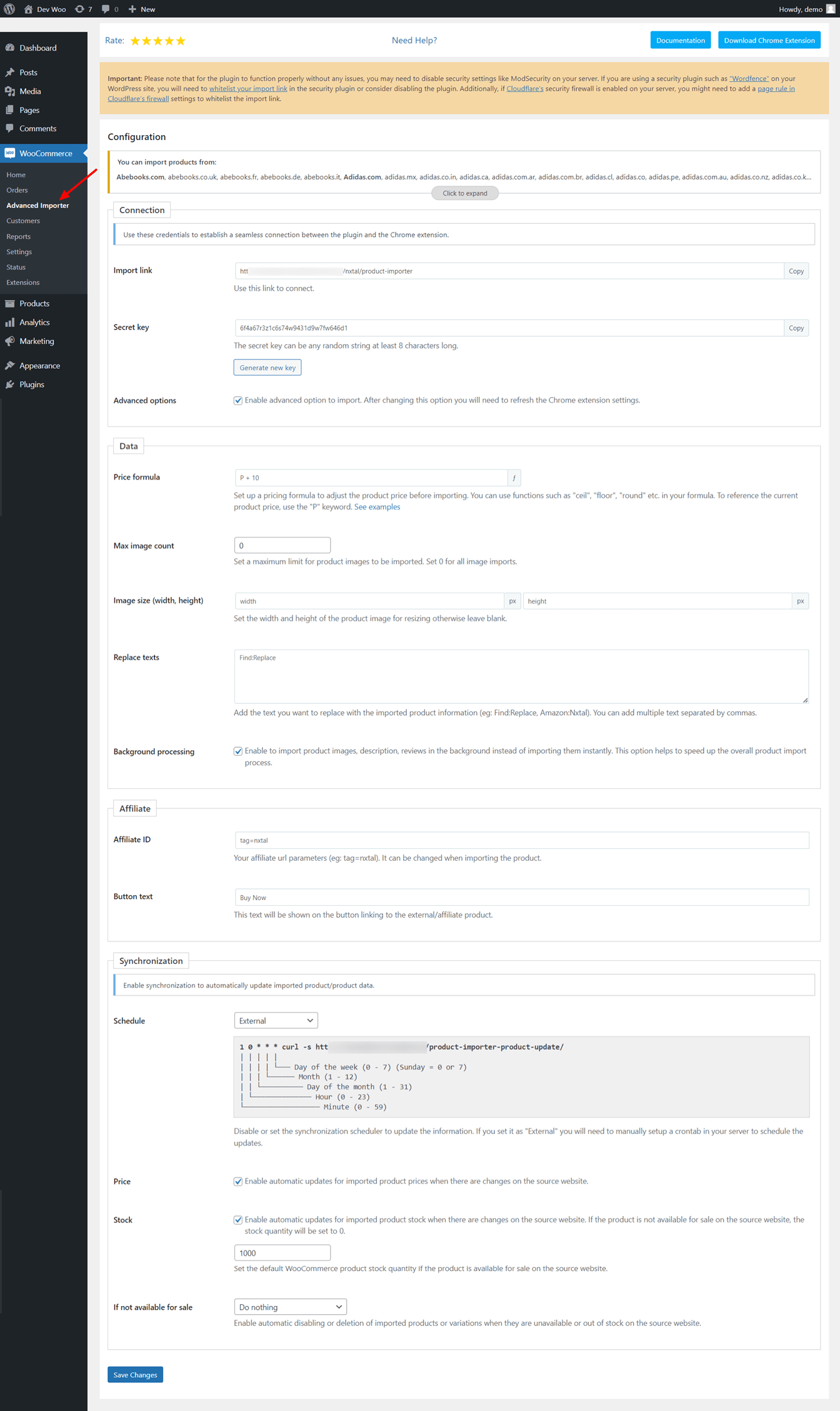 Advanced Product Importer & Affiliate extension - WooCommerce