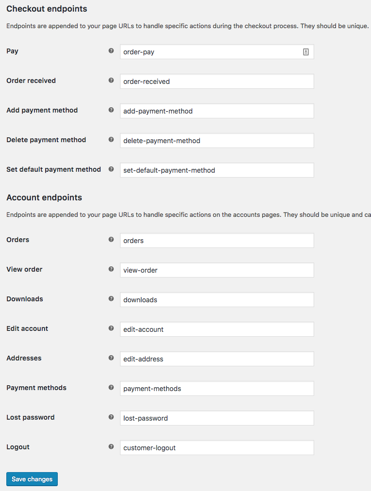 Endpoints Do Woocommerce Documentation Woocommerce