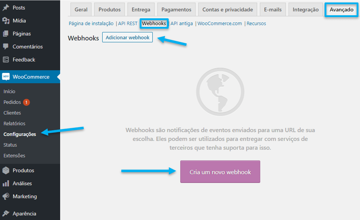 Como usar os Webhooks Documentation - WooCommerce