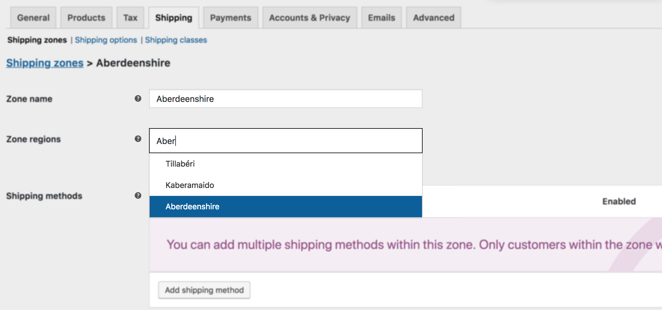 Using New States in Shipping Zones Documentation - WooCommerce