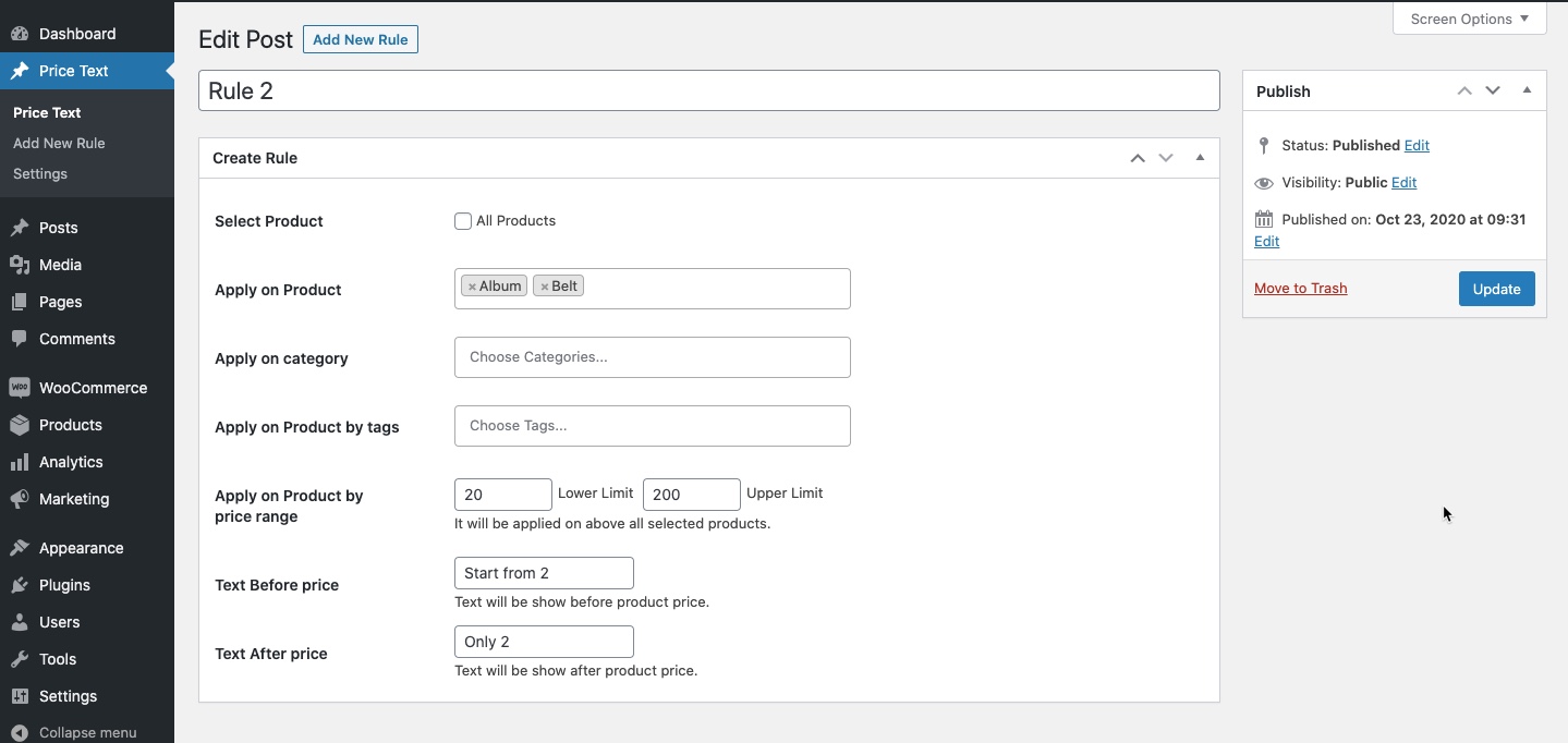 Woocommerce Price Text Plugin Add Text Before And After Price