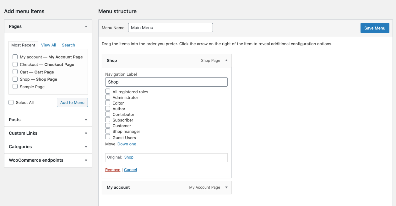 Menu by User Roles for WordPress & WooCommerce