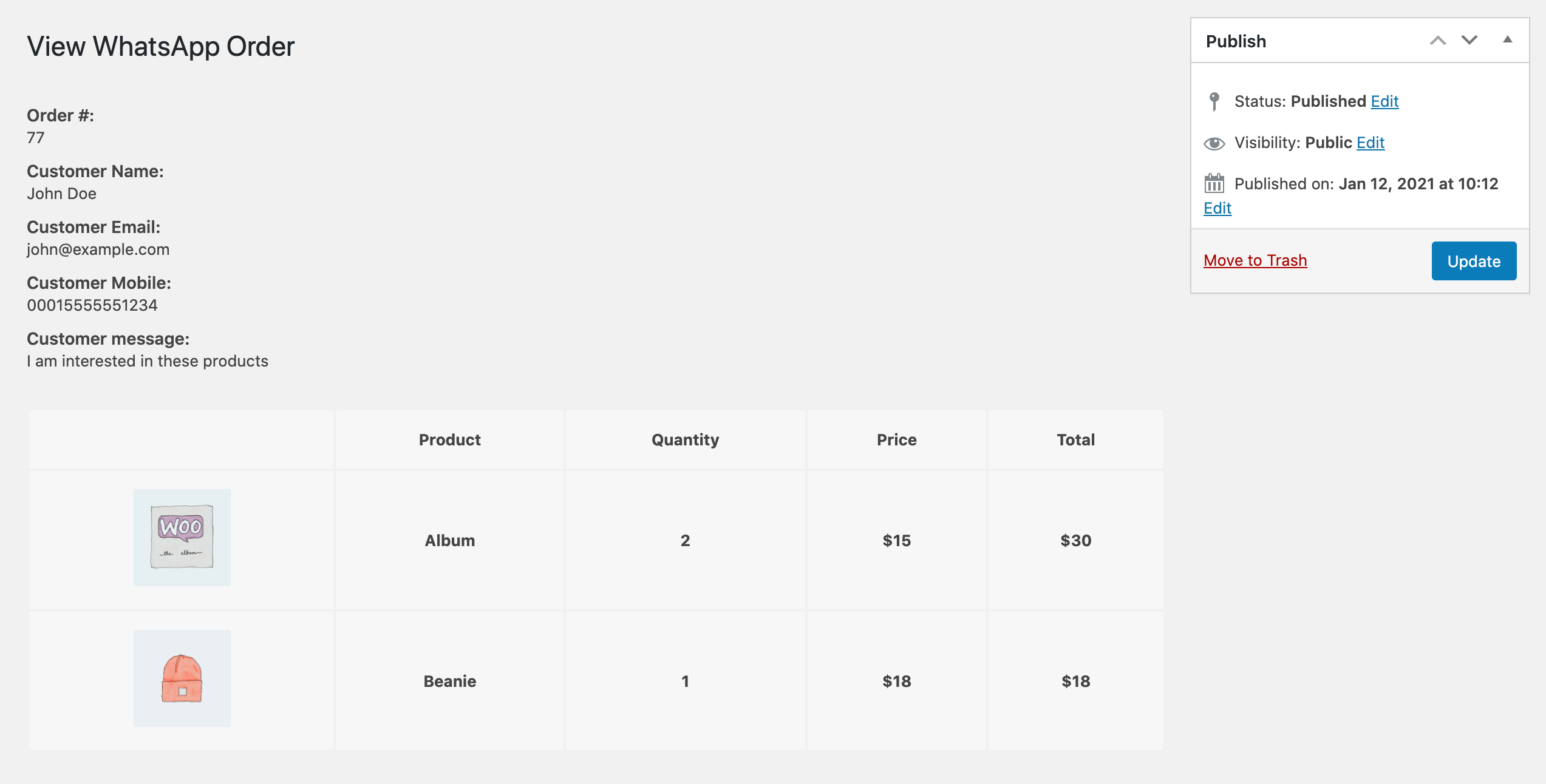 WooCommerce WhatsApp Order and Live Chat