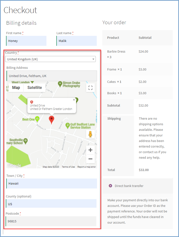 Google Address Autofill on Checkout for WooCommerce