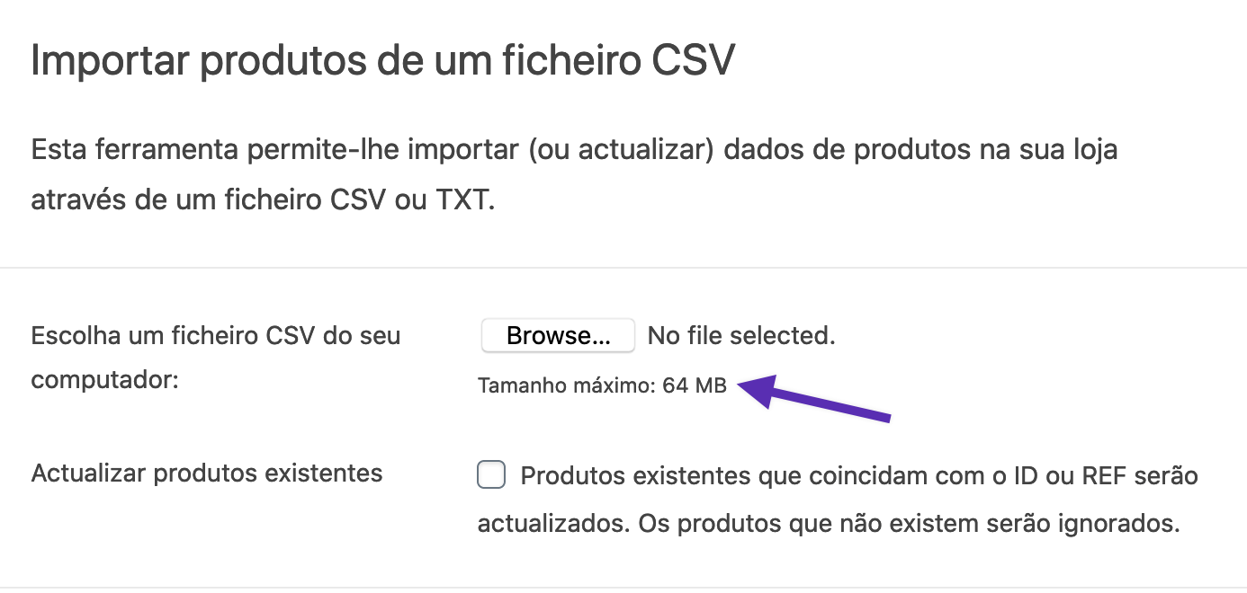 Como exportar e importar CSV de produtos Documentation - WooCommerce
