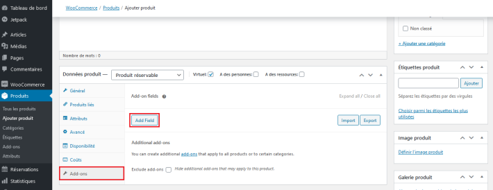 Intégration de Product Add-Ons (modules complémentaires de produit) Documentation - WooCommerce