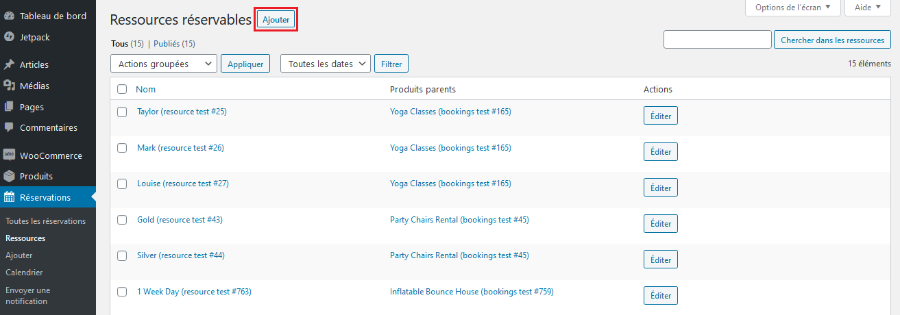 Utilisation des ressources avec WooCommerce Bookings Documentation ...