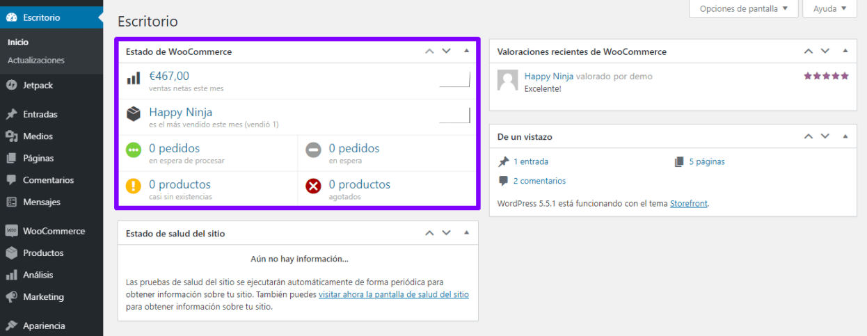 Widgets de escritorio Documentation - WooCommerce