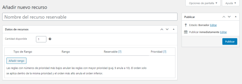 Uso de recursos en reservas Documentation - WooCommerce